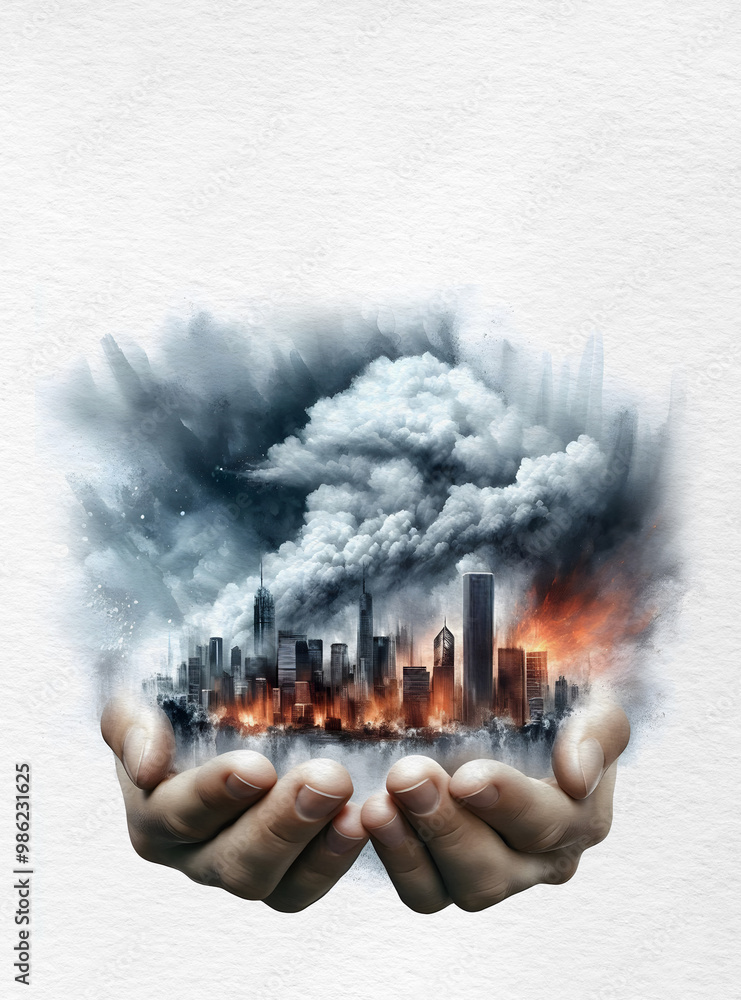 Watercolour illustration of The symbolism or concept of Disaster ...