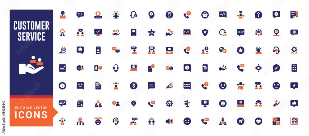 Customer service color icon set. assistance, experience, feedback ...