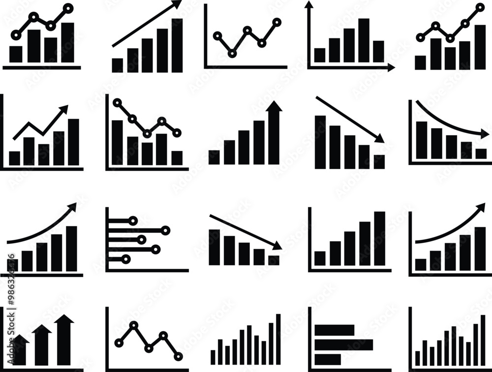 Increase and Decrease Line Icons. Editable Stroke, Contains such icons as Arrow, Chart, Diagram ...