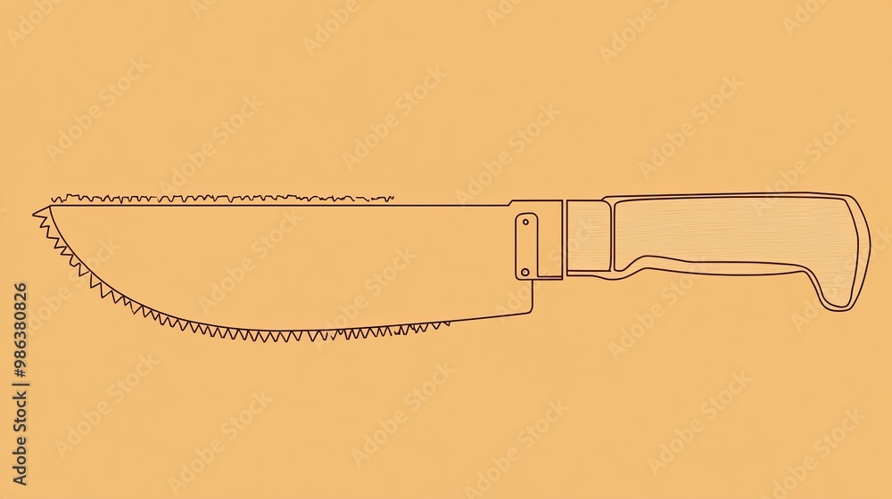 Continuous line drawing of a hand saw for wood Linear icon of a hacksaw ...