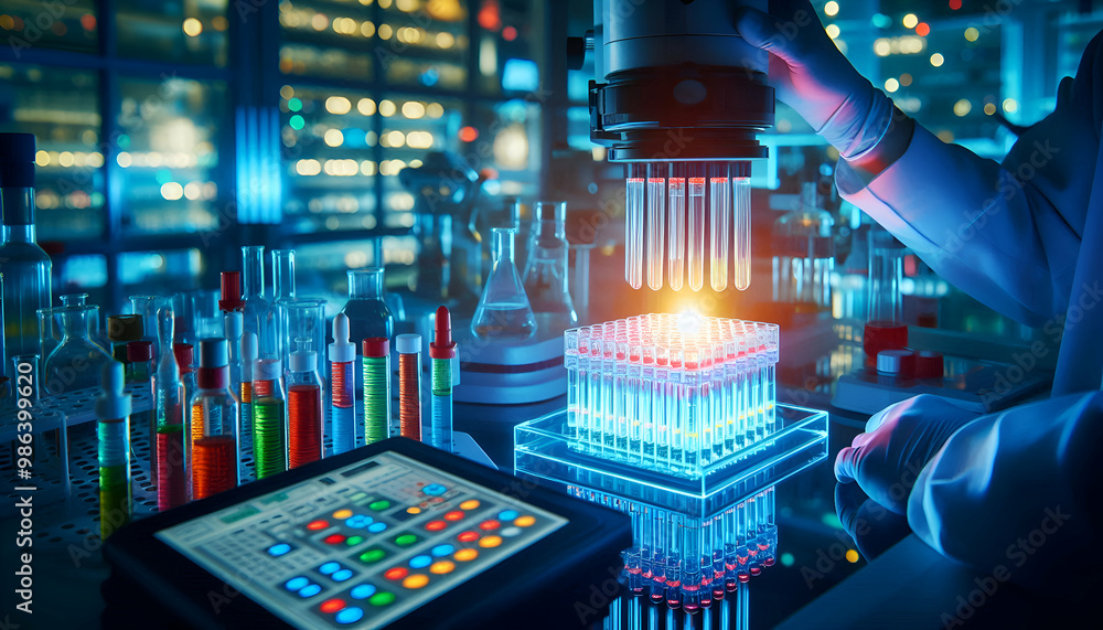 Illuminated Multicolored Microplate in Laboratory Cutting-Edge ...