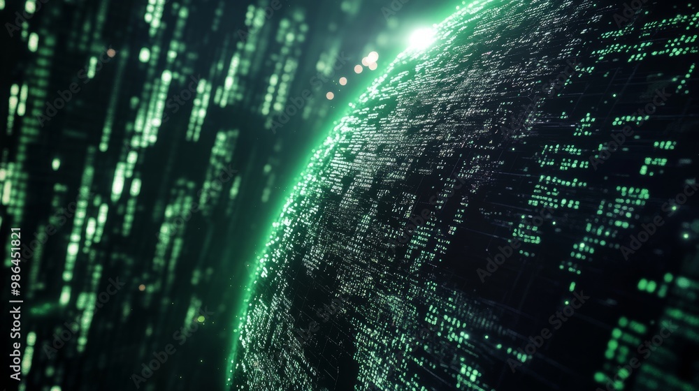 Binary Code World Map Texture for Technology and Programming Concepts Generative AI の Stock イラスト ...