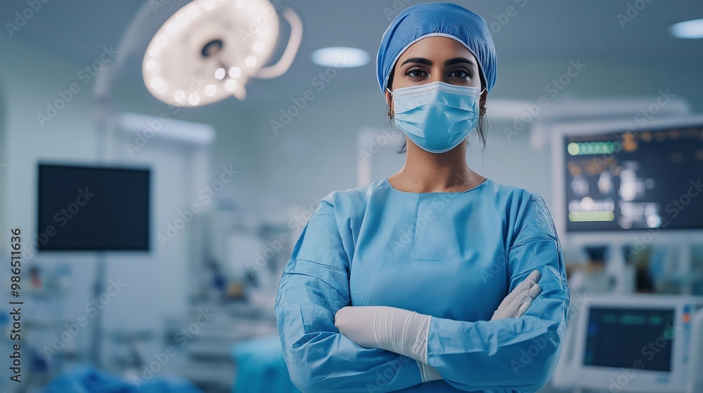 Confident Pakistani Female Surgeon in Surgical Attire, Hospital ...