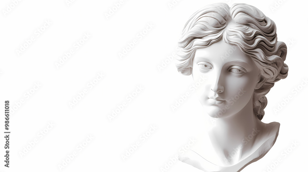 Gypsum copy of ancient statue venus head isolated on white background ...