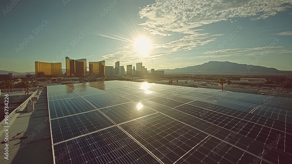 Solar Panels on a Las Vegas Rooftop Dynamically Tracking the Sun's ...