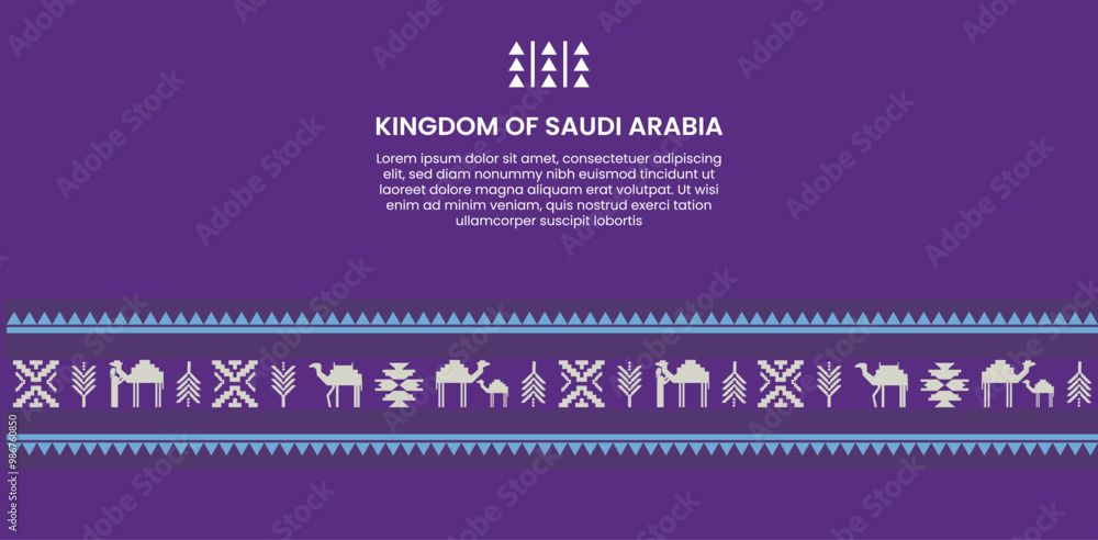 Web Traditional Saudi Arabian Symbols on a Purple Background - Cultural ...