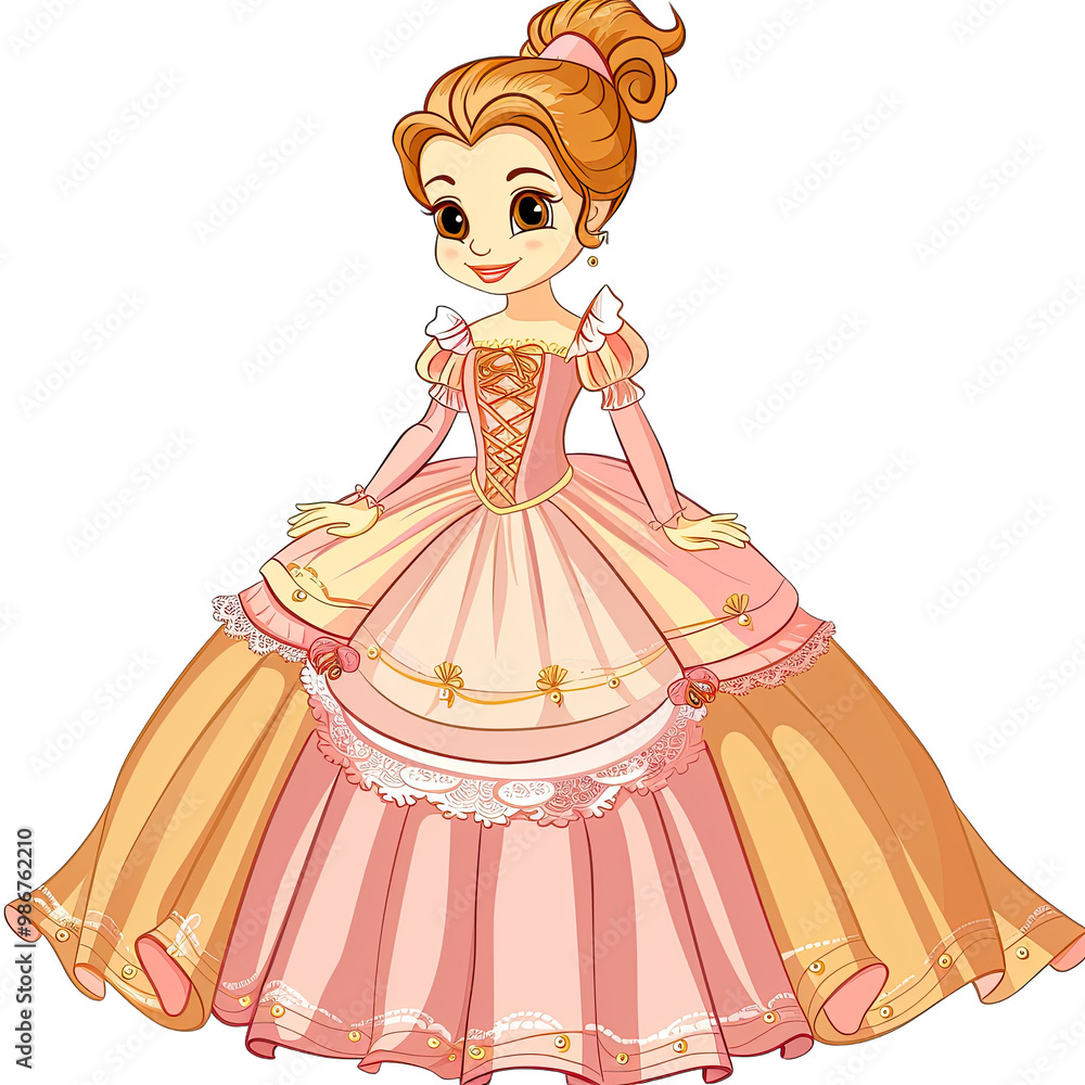 princess in a dress on transparent background png Stock Illustration ...