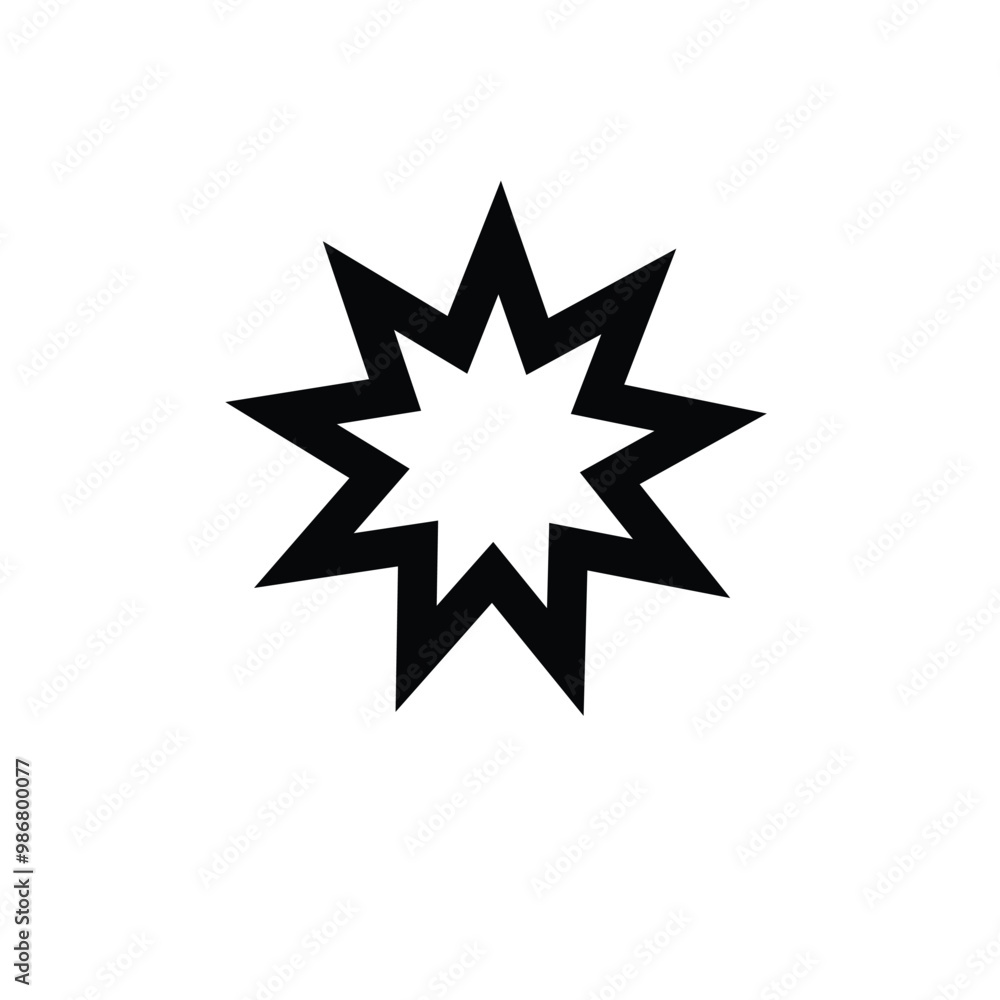 Bahai star. Black linear Bahai symbol. Religious symbol of Bahaism ...