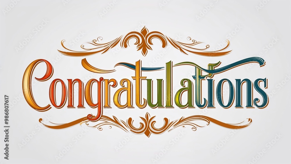 congratulations decorative design lettering on plain white background ...
