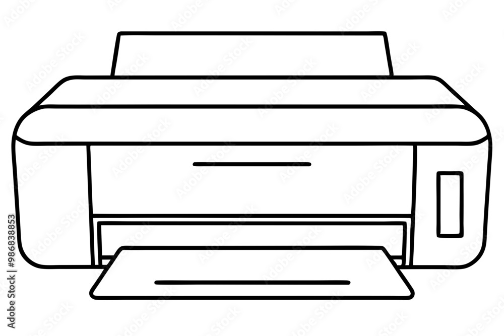 Printer outline vector, Home printer continuous line drawing, scanner ...