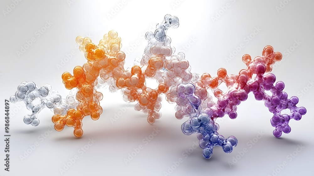 Foto de Stock 3D model of the van der Waals structure of tirzepatide, featuring detailed atomic ...