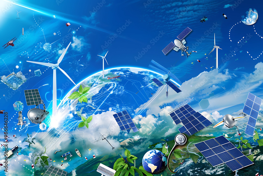 Ilustración de Stock Wastetoenergy conversion waste management powered ...