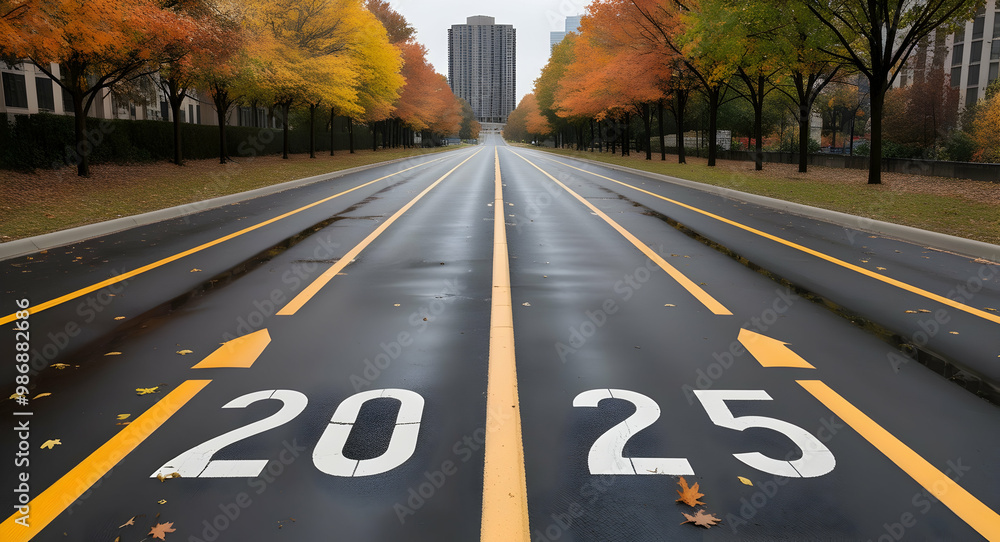Journey into 2025: Road to the Future Stock Photo | Adobe Stock