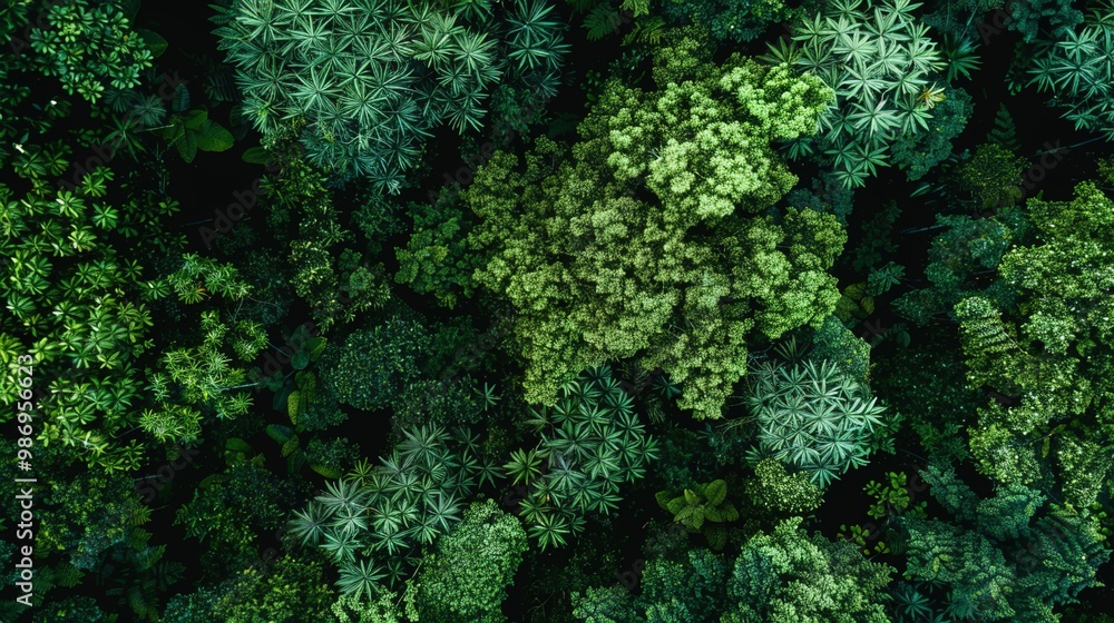 Forest trees aerial top view, Rainforest ecosystem and healthy ...