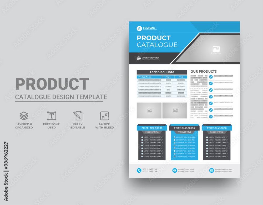 Product Specification Sheet template design Stock Vector | Adobe Stock
