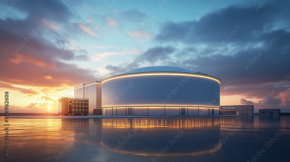 Cylindrical fuel storage tank with fixed roof and internal floating ...