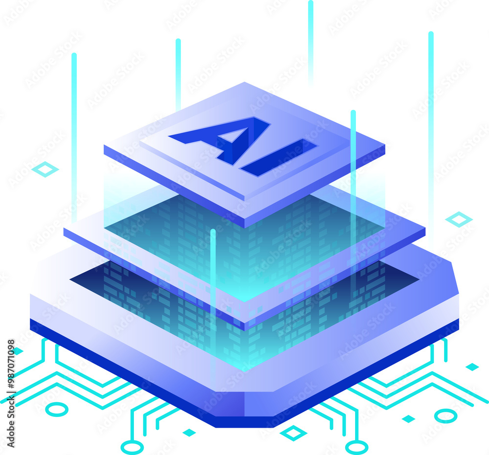 Artificial Intelligence AI Chip Technology clipart Stock Illustration | Adobe Stock