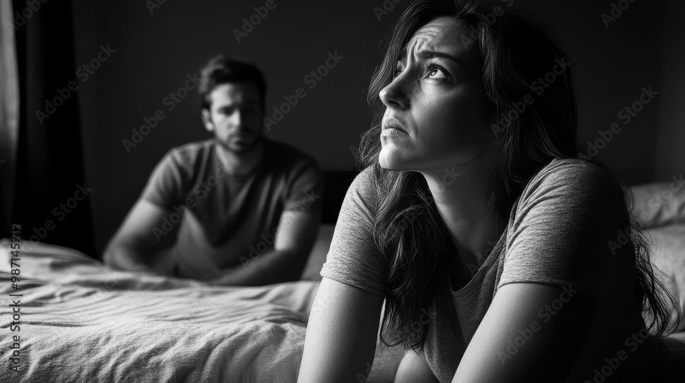 Black and white photo of a couple dealing with relationship ...