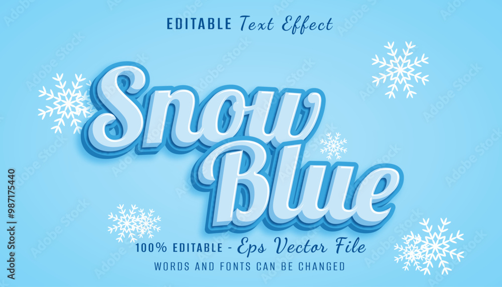 snow blue 3d text effect design Stock Vector | Adobe Stock