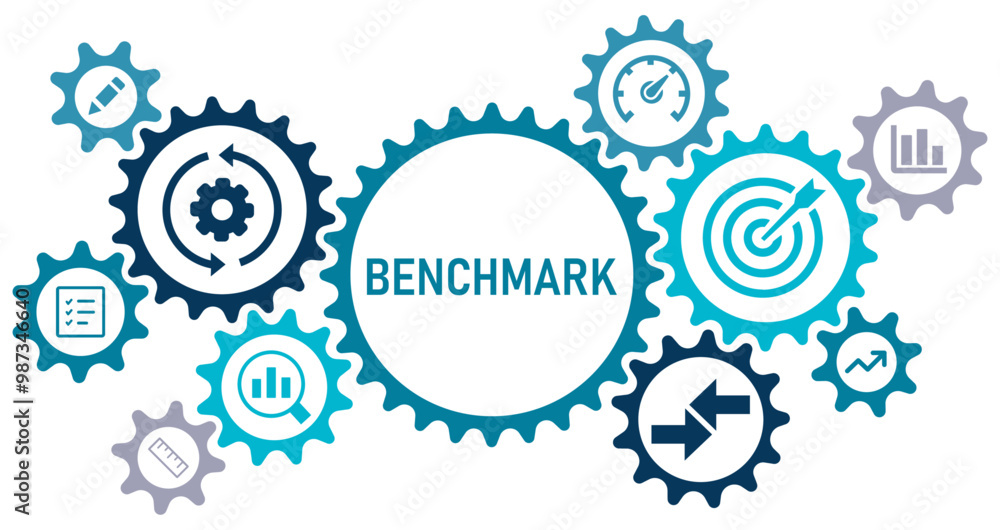 Benchmark concept banner vector illustration benchmarking icons with ... Benchmark concept banner vector illustration benchmarking icons with ...