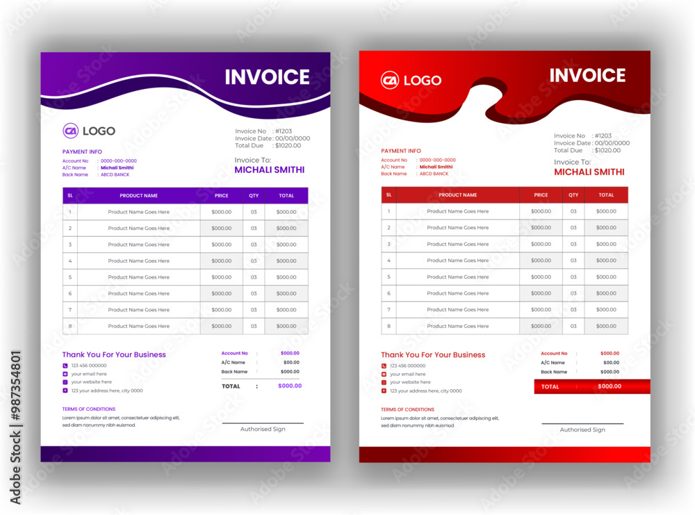 Professional invoice and letterhead design for corporate office. It's ...