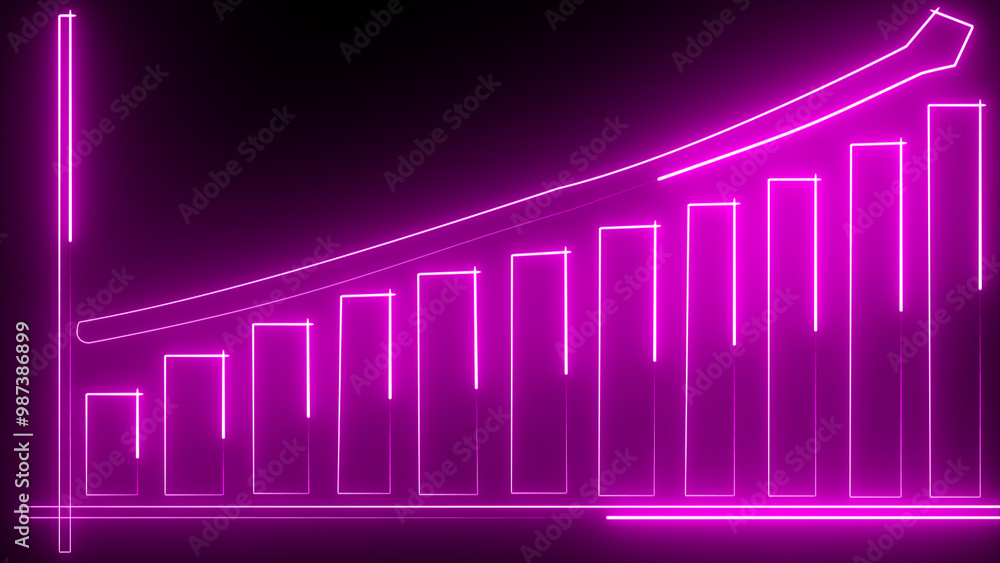 neon glowing infographics interface or academic achievement report ...