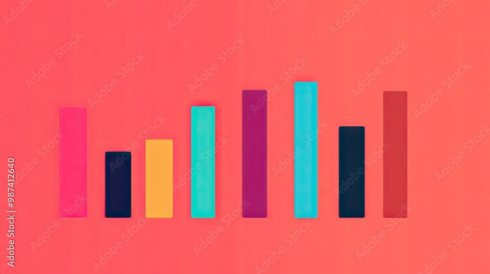 Top view of a bar graph with various bar heights and a wide open space ...