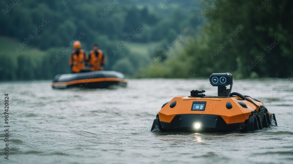AI robots deployed in flood rescue operations, scanning submerged areas ...