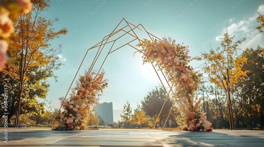 Geometric wedding arch featuring clean lines and angular patterns ...