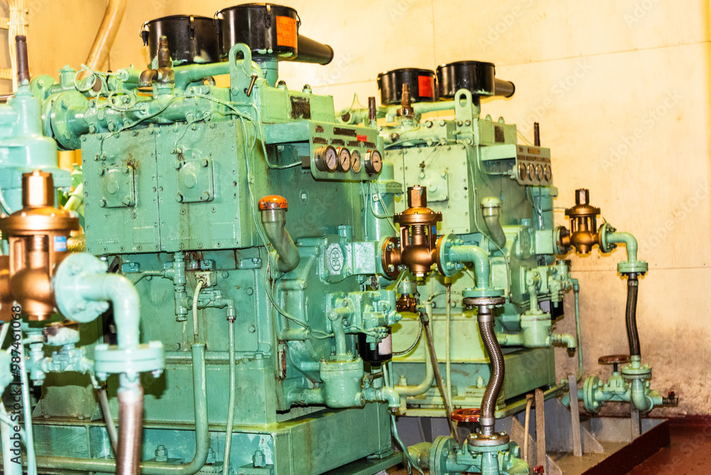 Main starting air compressor used for compressing air necessary to ...