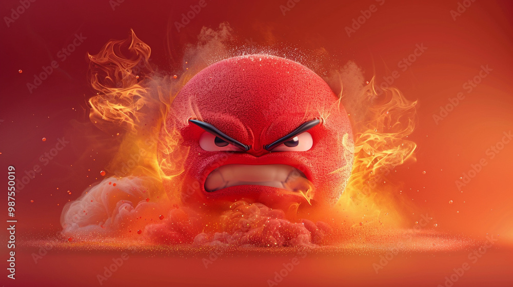 Angry face emoji – bold red face with a frown and furrowed eyebrows ...