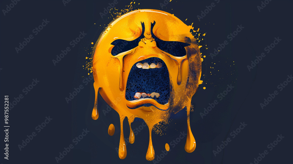 Crying face emoji – yellow face with tears pouring down, open mouth in ...
