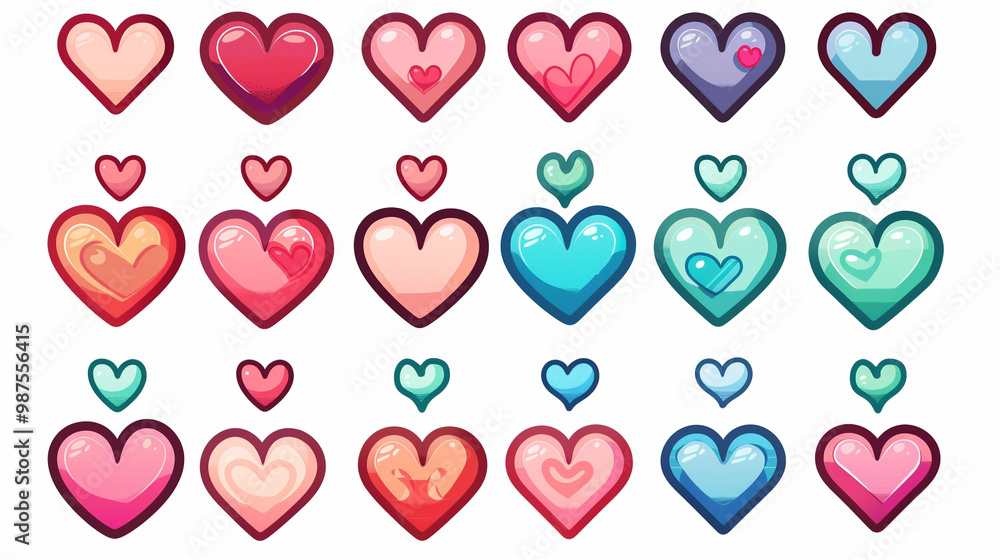 Heart emoji collection – various heart-shaped emojis, red, pink, blue ...