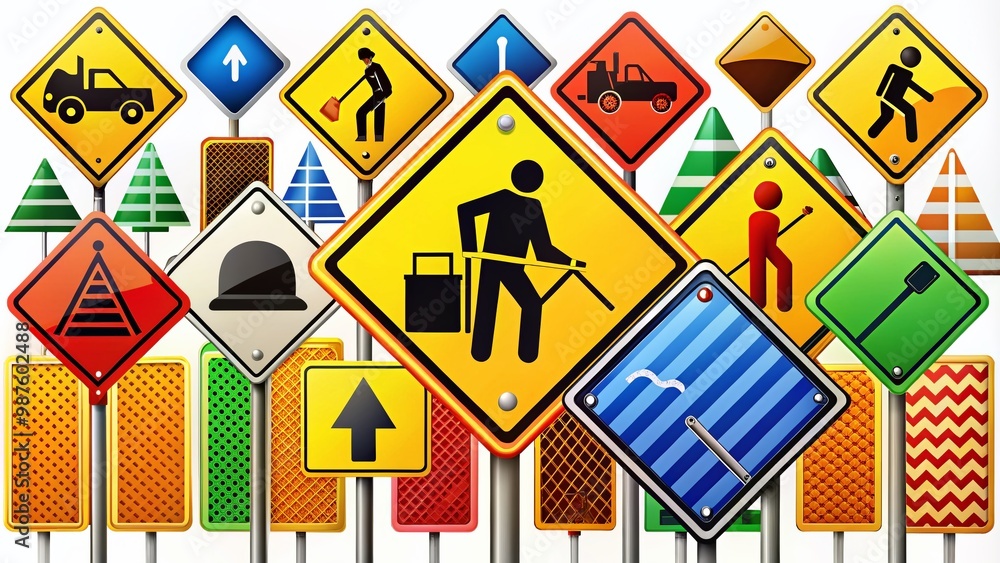 Colorful construction signs clip art collection for road safety ...