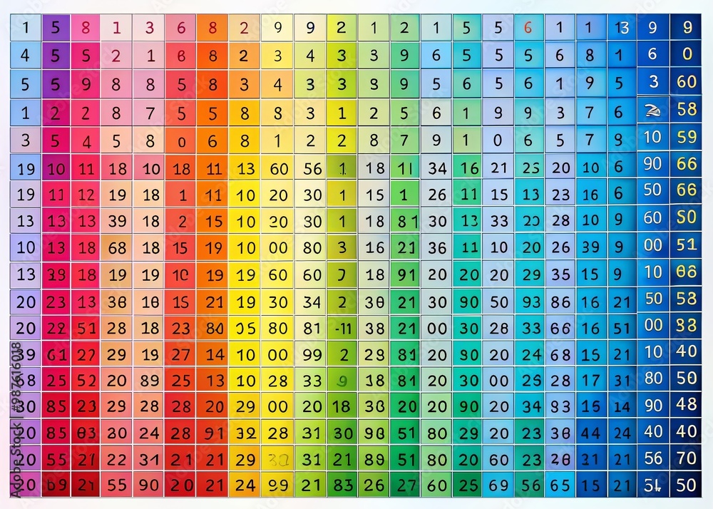 Colorful Multiplication Chart from 1 to 100 for Educational Purposes ...