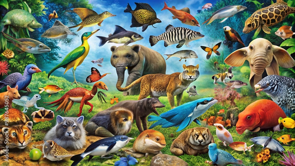 Detailed Animal Category Chart Featuring Mammals, Birds, Reptiles ...