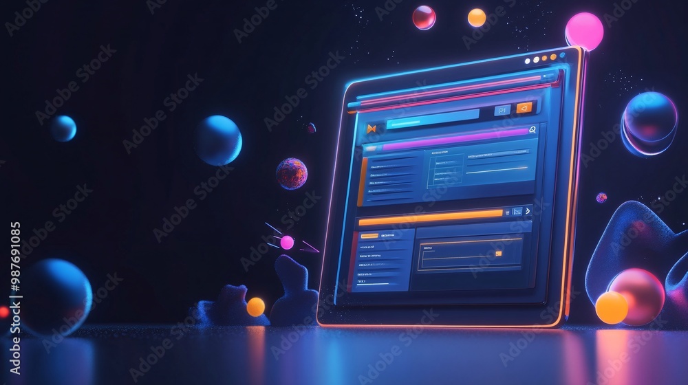 Virtual Gateway to Infinite Knowledge: 3D Browser Window with Floating ...