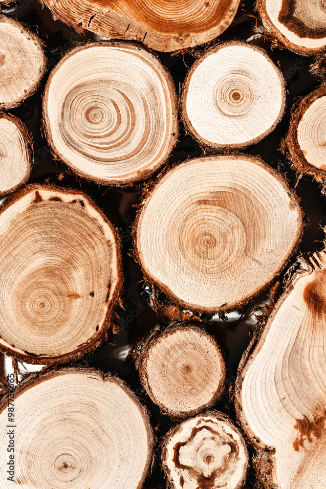 Natural juniper Wood pattern, detailed view of wooden slises with tree ...