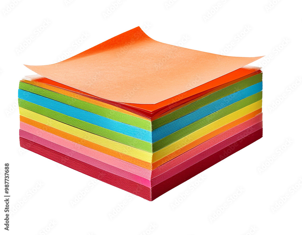 Shaded thin stripes of sticky post-it note paper with shadows of many ...