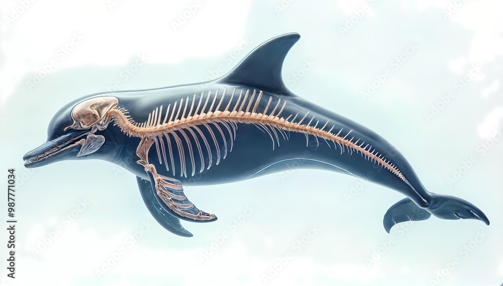 X-ray Style Anatomical Illustration of Dolphin Skeletal Structure Stock ...
