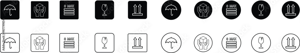 Vector de Stock Sticker fragile handle with care, black fragile warning ...