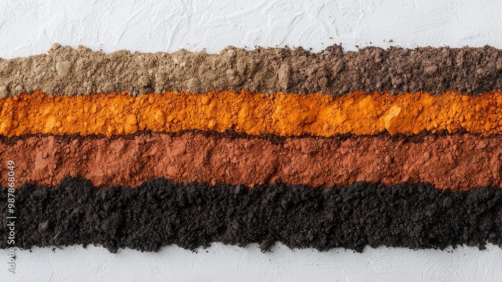 Vibrant soil cross-section illustration showing different layers ...