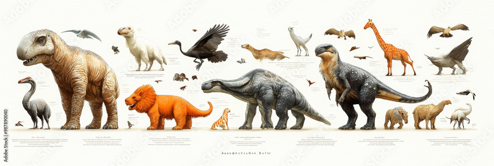 A comparison of the sizes of various extinct animals, including ...