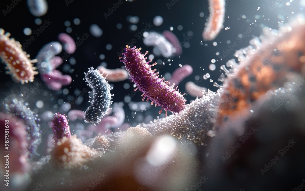 Vivid microbiome, colorful bacteria in the human body, diversity of ...