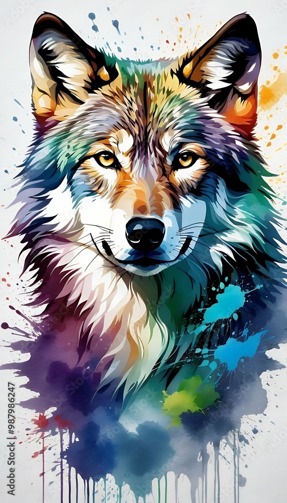 wolf background abstract color effect painting wolf werewolf tattoo ...