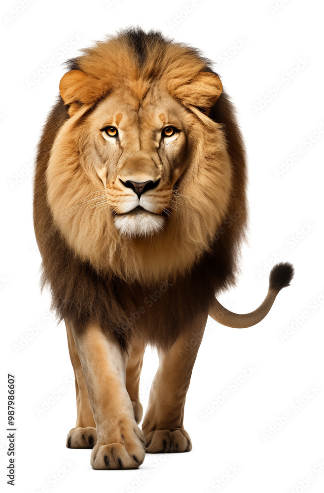 Lion Walking Front View Isolated on Transparent Background PNG Stock ...
