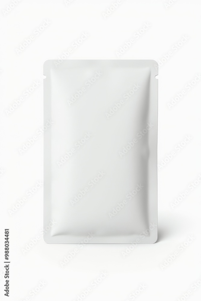 Blank white aluminum foil plastic sachet packaging mockup isolated on ...