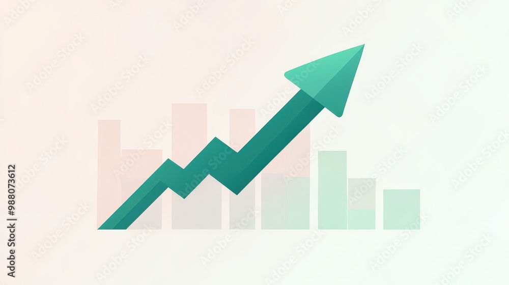 Minimalistic Flat Vector Illustration of Green Arrow Chart Trend on ...