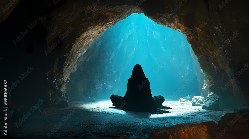 Jinn in cave. arabic djinn inside cave. Djinn. Illustration Stock ...