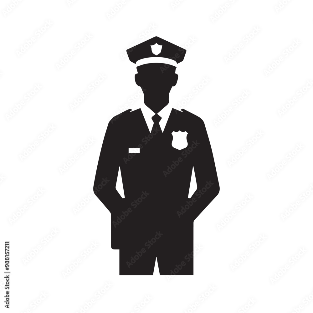 Policeman vector silhouette. Police officer logo, icon vector design ...